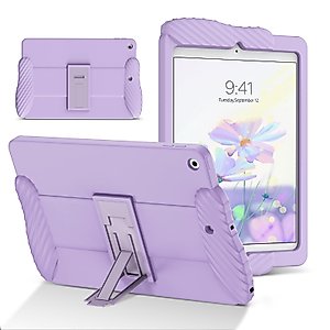 GUAGUA Case for iPad 10.2-Inch (9th/8th/7th Generation), iPad 10.2 2021/2020/2019 Lightweight Non-Slip Grip Gamepad Shockproof Rugged Protective Tablet Case with Kickstand for Kids Girls Women, Purple