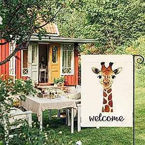 AVOIN Giraffe Garden Flag Vertical Double Sided, Pet Welcome Quote Birthday Yard Outdoor Decoration 12.5 x 18 Inch
