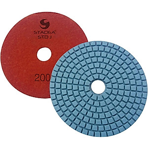 QuickT SPW702A Concrete Countertop Wet Polisher Variable Speed Grinder Sander Granite Stone Polisher Polishing Fabrication Tools Kit - 4" Diamond Polishing Pads for Concrete Granite Marble Tile Polish