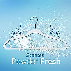 HangAroma Non-Slip Scented Velvet Hangers - Heavy Duty Clothes Hanger - Ultra Thin Space Saving 360 Degree Swivel Hook - Ideal for Coats, Jackets, Pants, & Dress - Fresh Powder - 6 Pack