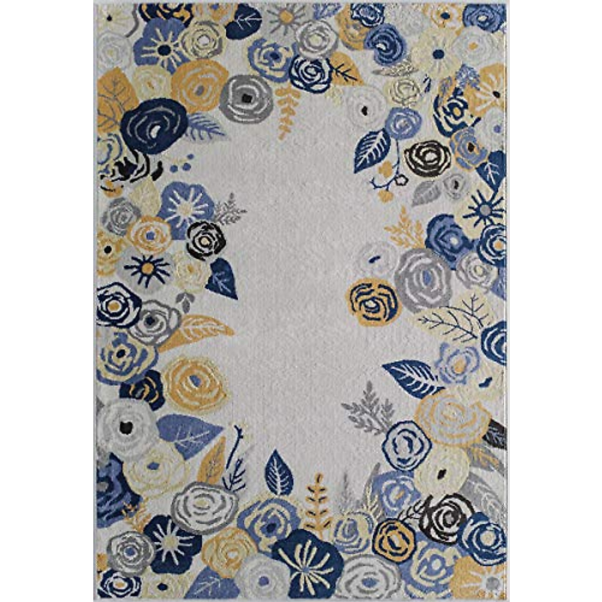 Rugs America Ivory & Multi Blooms Transitional Rug Royal Blossom Golden Ivory VA35D 5'0"X7'0" Area Rug