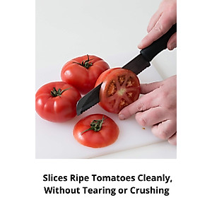 Cestari Ceramic Knife Set - 6 Inch Tomato Knife and 8 Inch Bread Knife with Serrated Blades - Includes Safety Sheaths and Gift Box - Never Needs Sharpening