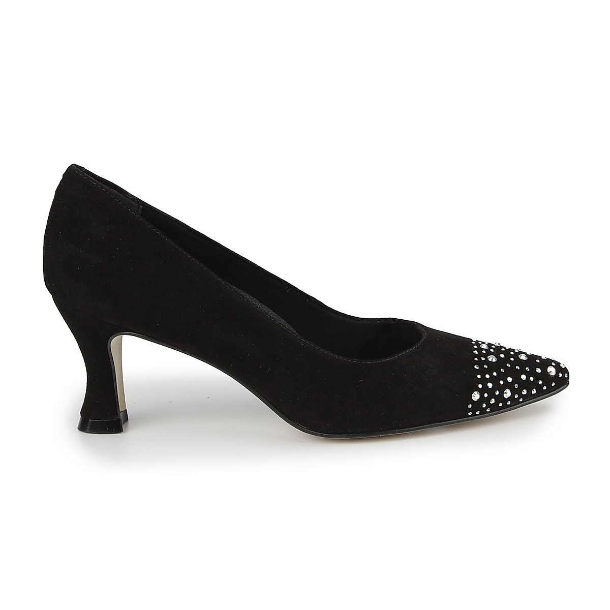 Ros Hommerson Women's Sadee Comfort Sculpted Heel Pump with Rhinestones Black Kid Suede 8.5 US Wide (D)
