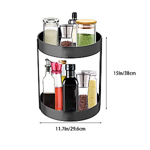 2 Tier Lazy Susan, Stainless Steel Turntable, 360 Degree Spice Rack for Kitchen Bathroom Counter Organizer (11.7Inch)