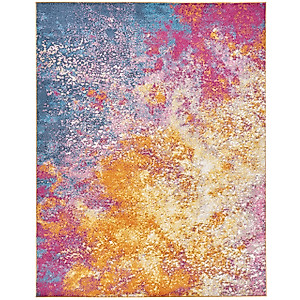 Nourison Passion Sunburst 6'7'' x 9'6'' Area--Rug, Modern, Abstract, Easy--Cleaning, Non Shedding, Bed Room, Living Room, Dining Room, Kitchen, (7' x 10')