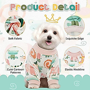 Lelepet Dog Pajamas, Dog Pjs for Small Medium Dogs, Cotton Dog Onesie Jumpsuit, Doggie Hair Shedding Cover, Cute Pet Clothes Apparel Pink