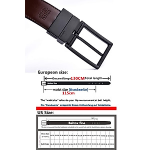 beltox fine Men's Dress Belt Leather Reversible 1.25" Wide Rotated Buckle Gift Box（Black/Brown Belt with 0440 Black Buckle,38-40）
