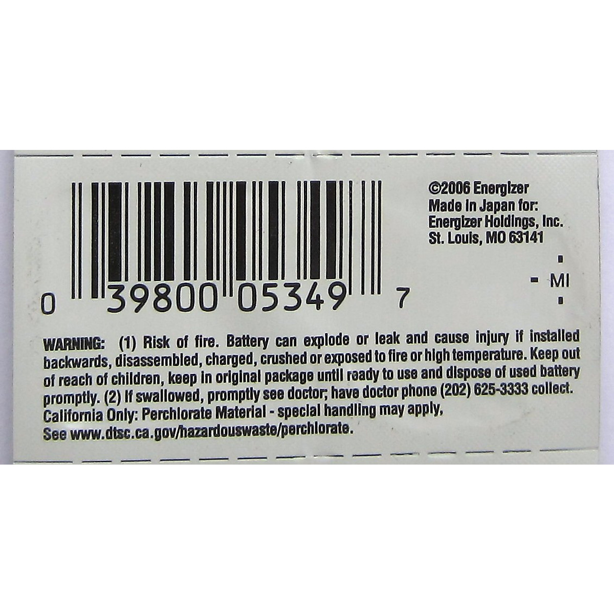 Energizer CR 2012 Lithium Watch Battery