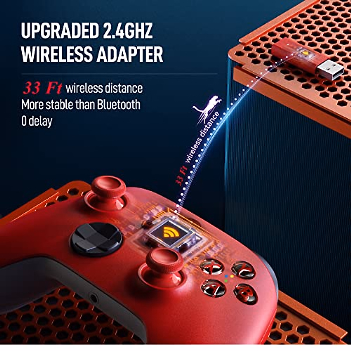 PPKKAI Controller with Wireless Adapter for Xbox One, Xbox Series X/S, Xbox One X/S, PC, 2.4GHZ Controller with 3.5mm Headphone Jack