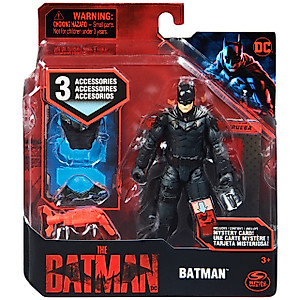DC Comics, Batman 10cm Action Figure with 3 Accessories and Mystery Card, The Batman Movie Collectible Kids Toys for Boys and Girls Ages 3 and up