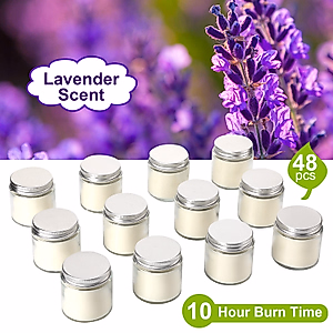 Jutom 48 Pack Mini Mason Jar Candles 4 oz Small Lavender Scented Wax Candles Bulk for Wedding Valentine Baby Shower Party Favors Aromatherapy Candles for Home Meditation(Silver Lid)