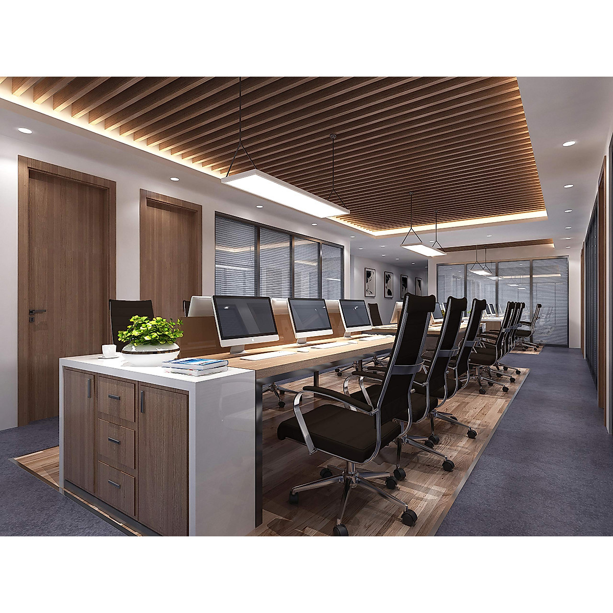 2xhome Set of 2 Black Modern High Back Tall Ribbed PU Leather Office Chair Swivel Tilt Adjustable Chair Designer Boss Executive Management Conference Room Work Task Computer