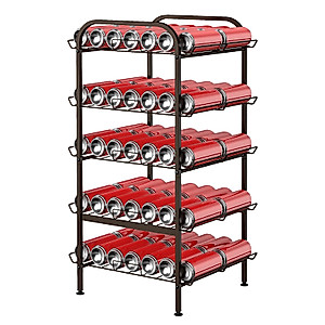 smusei 5 Tier Water Bottle Organizer Vertical Free Standing Storage Shelf Metal Beverage Rack Dispenser Large Capacity Bottled Water Holder Stand for Kitchen Party Pantry, Bronze