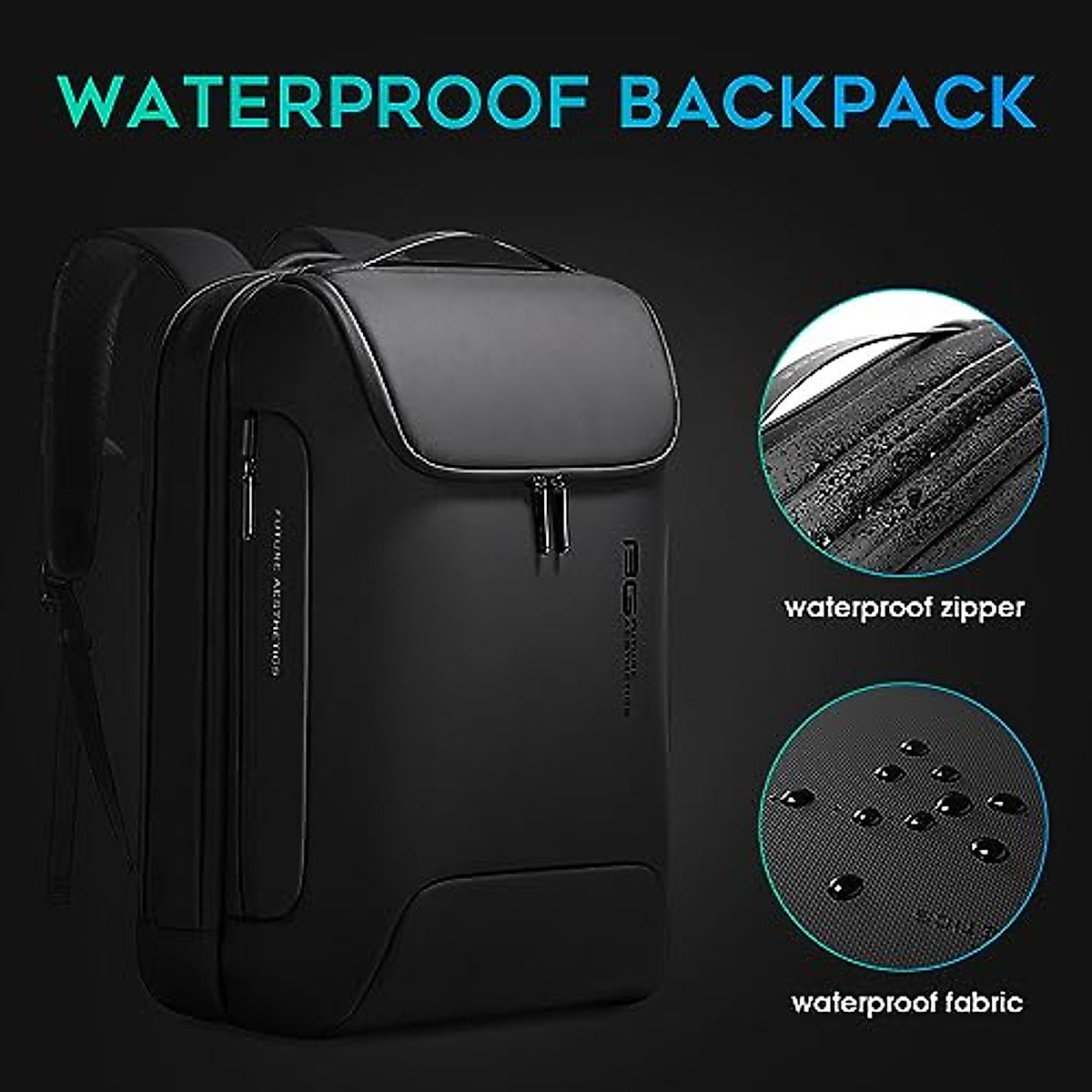 BANGE Men's Anti-Theft Backpack,Waterproof Fashion Travel Backpacks,High Tech Backpack with USB3.0 Charging Port,Business Laptop Backpack Fits 17.3 Inch Notebook…, Medium, Black(3 Pockets)