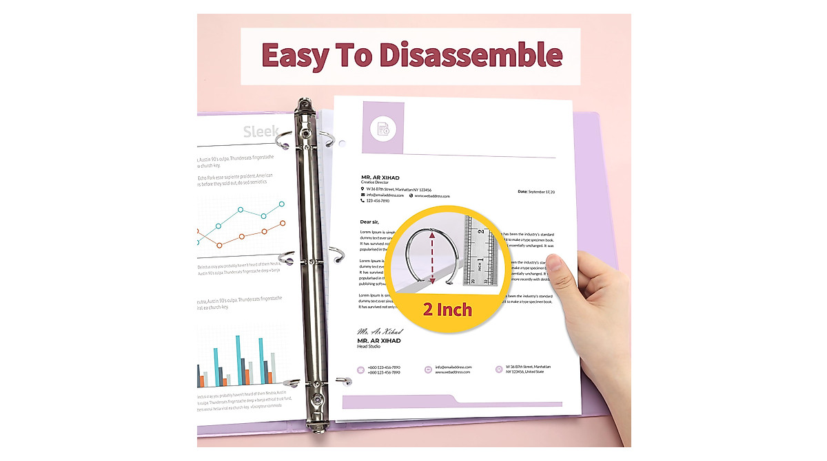 SUNEE 3 Ring Binder 2 Inch 4 Pack - Pastel, PVC-Free Office & School