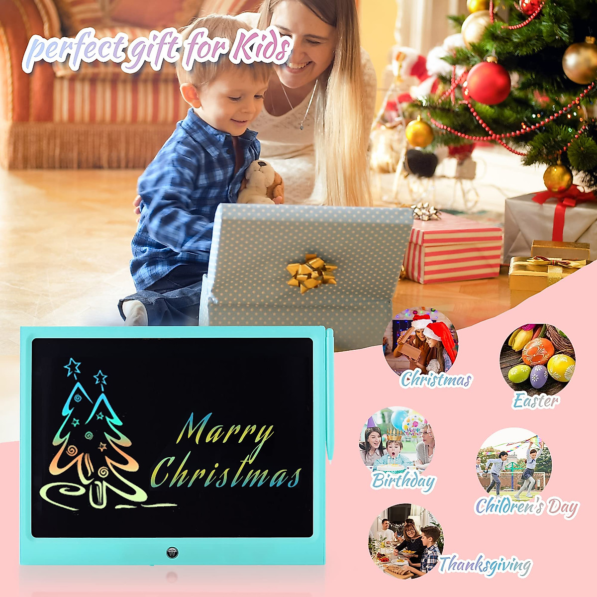 LCD Writing Tablet for Kids, 15 Inch Electronic Erasable Drawing Tablet, Toddler Learning Educational Toys Christmas Birthday Gifts for Kids Age 3+