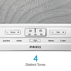HoMedics Deep Sleep I Therapy Machine | White Noise Device, Timer, Dual Speakers, Adjustable Tone & Volume | 4 Soothing Sounds, Masks Distractions, Sleep Therapy, Adapter or Battery Operated