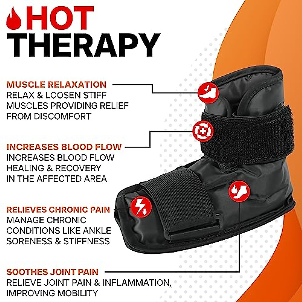 Foot & Ankle Pain Relief Hot/Cold Gel Wrap - Effectively Relieve Foot and Ankle Aches & Pains Using Compression Gel Ankle Ice Pack Wrap - Heated or Cooled, Targets All Areas of Ankle & Foot - Large