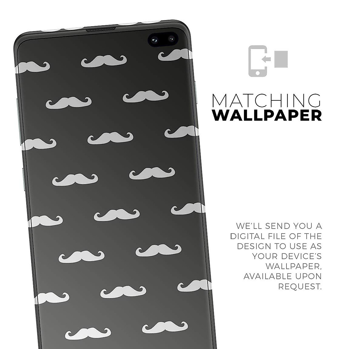 DesignSkinz Mustache Galore Protective Vinyl Decal Wrap Skin Cover Compatible with The Samsung Galaxy S20 (Screen Trim & Back Glass Skin)