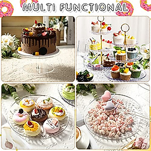 9 Pcs Acrylic Cake Stand Set Including 4 Pcs 3 Tier Cupcake Tower 4 Pcs Round Dessert Trays 1 Pcs Cake Pedestal Stand Dessert Table Cupcake Holder for Birthday Wedding Baby Shower Party Decoration