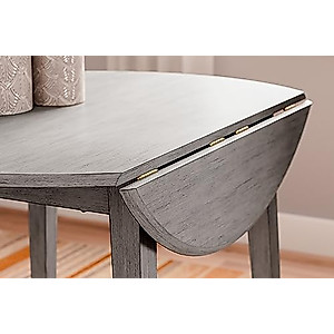 Signature Design by Ashley Shullden Casual Round Dining Small Drop Leaf Table, Seats up to 4, Gray