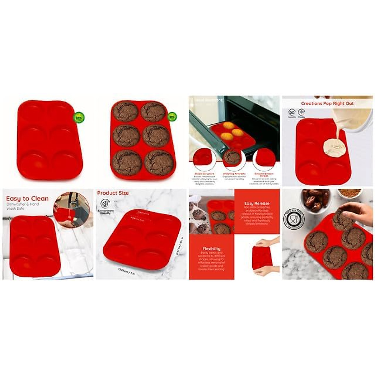 Silicone Texas Muffin Pans (Jumbo-6Cup-2PC)