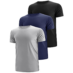 Dry Fit Tshirts Shirts For Men 3 Pack Moisture Wicking Quick Dry Mesh Performance Tees Gym Tech T Polyester Sublimation Active Athletic Crew Short Sleeve Workout Running Tops ( Multipack 3, M )