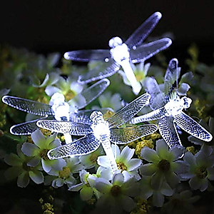 SEMILITS Solar String Light Waterproof Outdoor Fairy Lights 22Ft 30 Crystal Dragonfly LEDs for Pation,Homes,Gardens