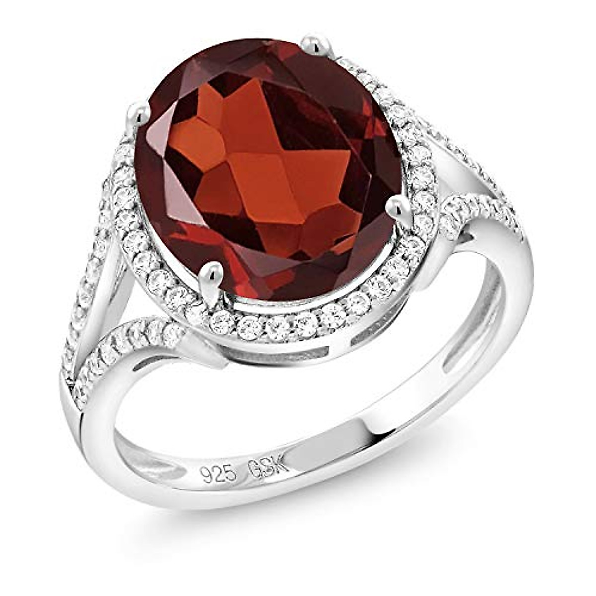 Gem Stone King 925 Sterling Silver 12X10MM Oval Gemstone Birthstone Halo Engagement Ring | Wedding Anniversary Promise Ring For Women | Available In Size 5,6,7,8,9