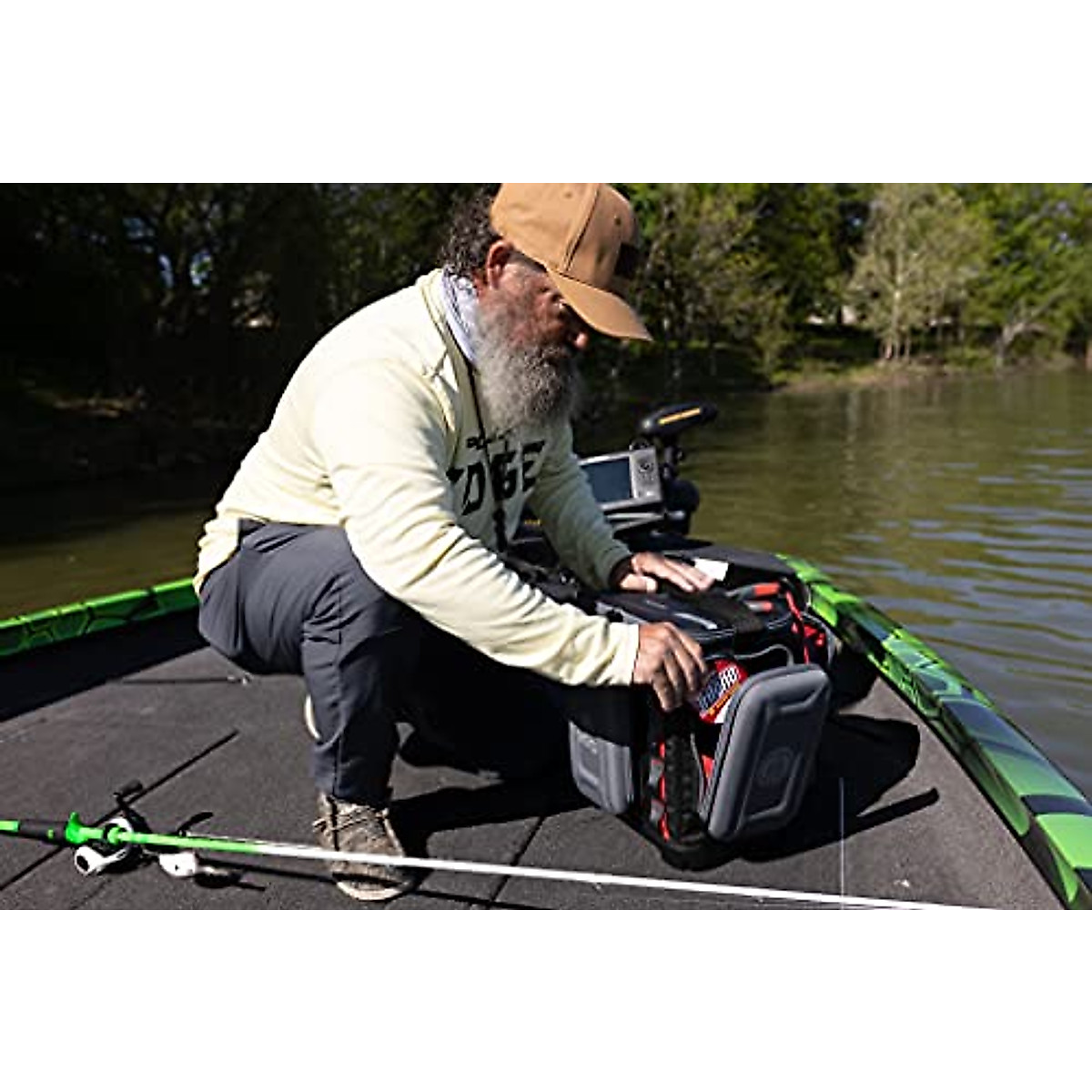 Plano KVD 3700 Signature Series Tackle Bag, Black with Red Accents, Water-Resistant TPE Coated Fabric, Premium Customizable Fishing Storage, Soft Tackle Bag