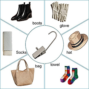 Koobay Boot Hangers Clips Hanging Laundry Hooks Clothes Pins Hanger with Clip, Portable Home Travel Hangers Drying Clips for Socks Towels Shoes Clamps,Heavy Duty Closet Hanger Organizer (20 Pack)