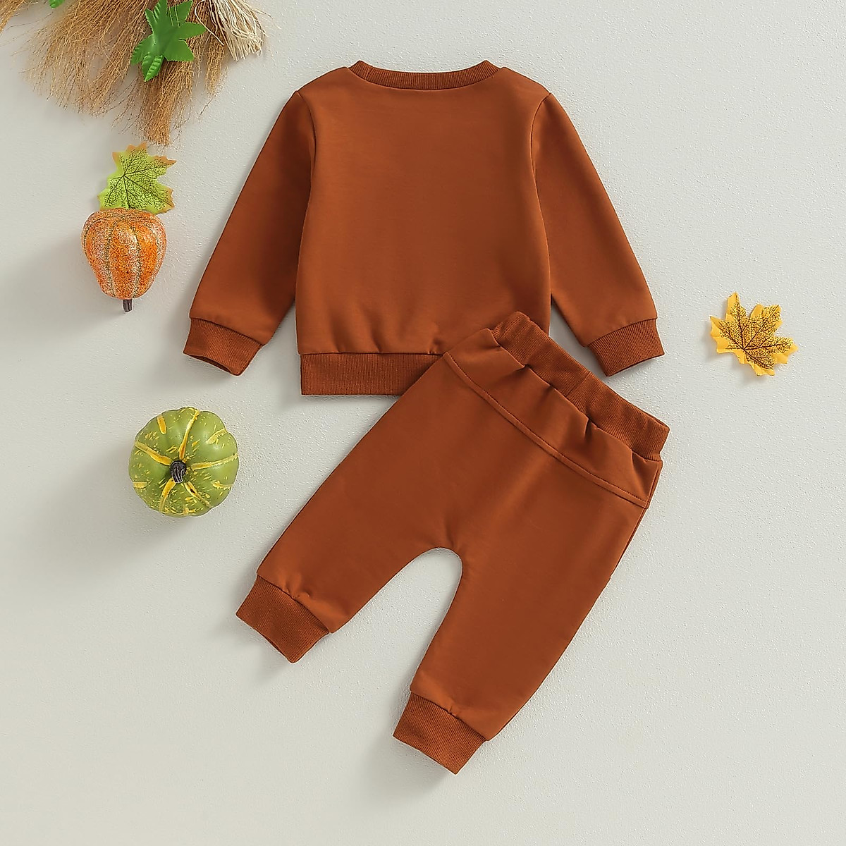 LIOMENGZI Infant Baby Boy Halloween Pants Outfits Long Sleeve Shirts Pumpkin Sweatshirt Pants Infant Boys Fall Winter Clothes Set (Brown, 18-24 Months)