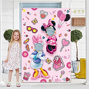 Cartoon Mouse Face in Hole Photo Banner Backdrop Mouse Theme Birthday Party Decorations Kids Baby Shower Birthday Party Funny Games Supplies Mouse Backdrop Photography Props