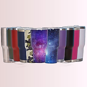 30oz Double Wall Vacuum Insulated Thermal Travel Tumbler Cup, Splash Proof Sliding Lid Simple and Modern design Reusable Stainless Steel Durable Coffee Tea Travel Mug Iced Cold Brew Hot Drinks (Red)