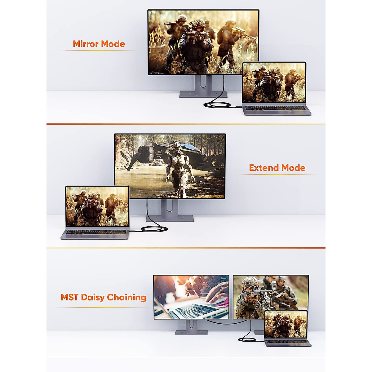 CableCreation 8K USB C to DisplayPort Cable 6FT [HDR, 8K@60Hz, 4K@144Hz, 2K@240Hz] Type C Cable to DP 1.4 Compatible with Thunderbolt 3/4, iPhone 16 15 Pro Max Plus MacBook Pro/Air iPad XPS Galaxy S24