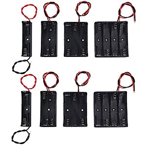 LAMPVPATH (Pack of 8) AAA Battery Holder Bundle 2Pcs Single AAA Battery Holder, 2Pcs 2X 1.5V 2 AAA Battery Holder, 2Pcs 3 AAA Battery Holder with Wires, 2Pcs 4X 1.5V 4 AAA Battery Holder with Leads