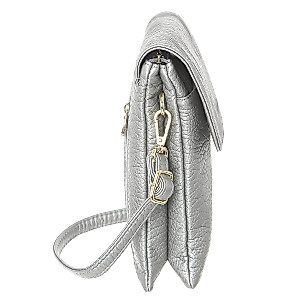 MINICAT Roomy Pockets Small Crossbody Bags Cell Phone Wallet Purses for Women(Silver)