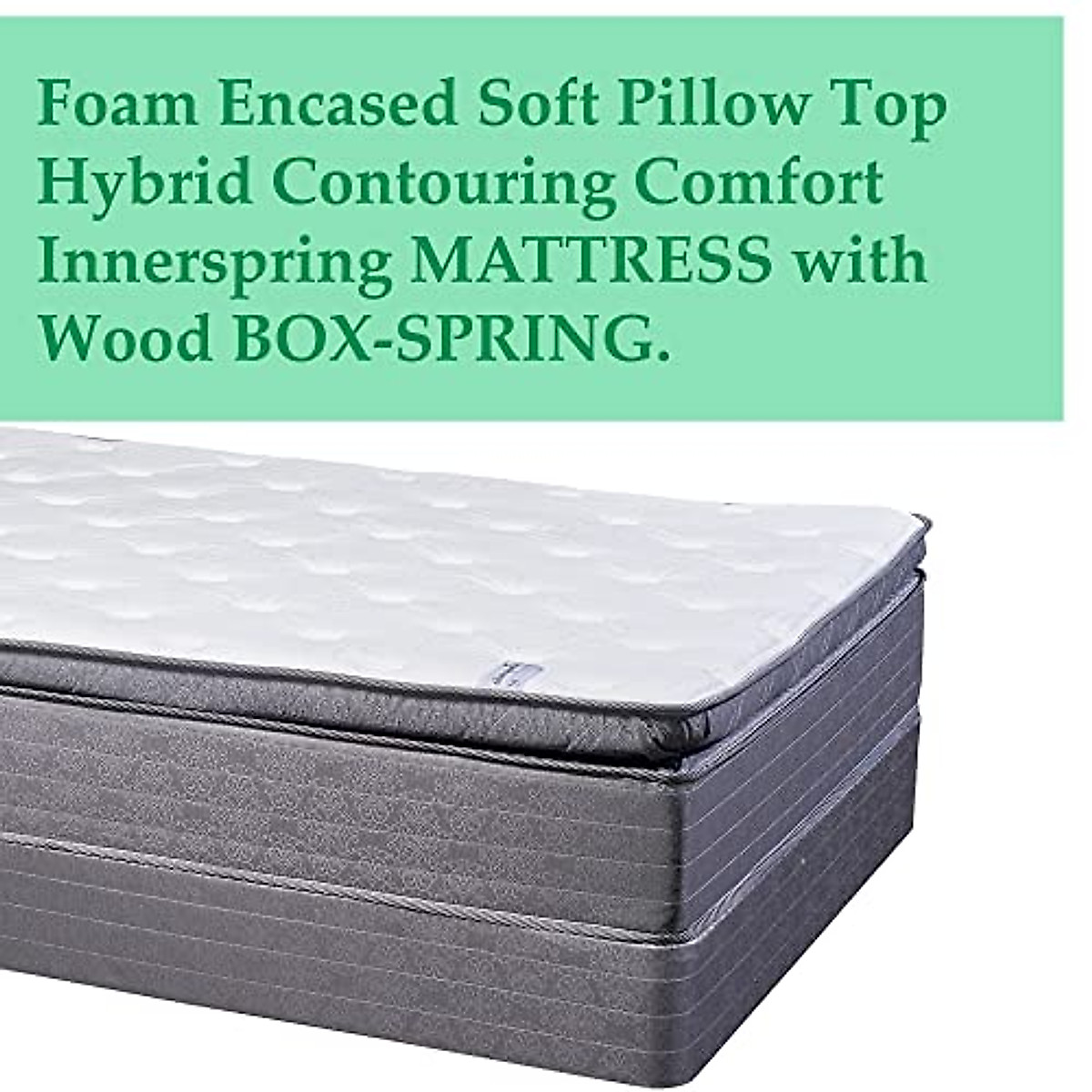 Treaton 13-Inch King Size Mattress and Box Spring - Foam Encased Soft Pillow Top Hybrid Contouring Comfort, Not Compressed, No Assembly Required 78x79