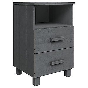Nightstand 2 pcs with 2 Drawers | Modern End Table Set of 2 for Small Spaces | Wood Side Table for Bedroom | Wooden Bedside Cabinet | Dark Gray Solid Pinewood and MDF 15.7" x 13.8" x 24.4"