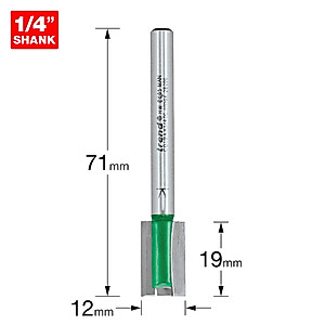 Trend CraftPro Straight Two Flute Router Cutter Bit, 1/4 Inch Shank, 15/32" Cut Diameter & 3/4" Cut Length, Tungsten Carbide Tipped, C019AX1/4TC