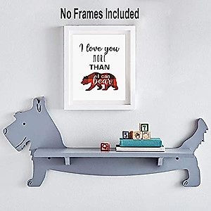 HLNIUC Woodland Animals Buffalo Plaid Nursery Wall Art,Red&Black Forest Deer Art Print,Set Of 6 (8”X10”,Unframed) Inspirational Kids Room Canvas Poster,Little Man Cave Decor For Boy Bedroom,Playroom