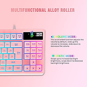 RGB Pink Gaming Keyboard and Mouse Combo,87 Keys Gaming Keyboard Wired RGB Backlit Gaming Keyboard Mechanical Feeling with RGB 7200 DPI Pink Gaming Mouse Set for PC MAC PS4 Xbox Laptop