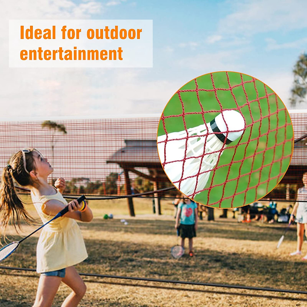 BORDSTRACT Badminton Net, 21.3 x 1.6 Ft Polypropylene Replacement Badminton Net, Professional Regulation Net for Volleyball, Badminton, Pickleball, School, Yard, Training, Entertainment(Date Red)