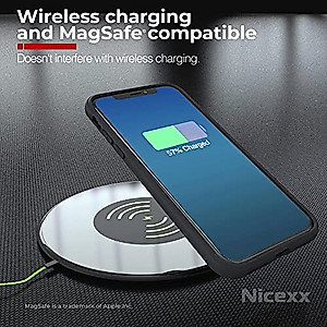 Nicexx Designed for iPhone 12 Pro Max Case with Carbon Fiber Pattern, 12ft. Drop Tested, Wireless Charging Compatible - Black