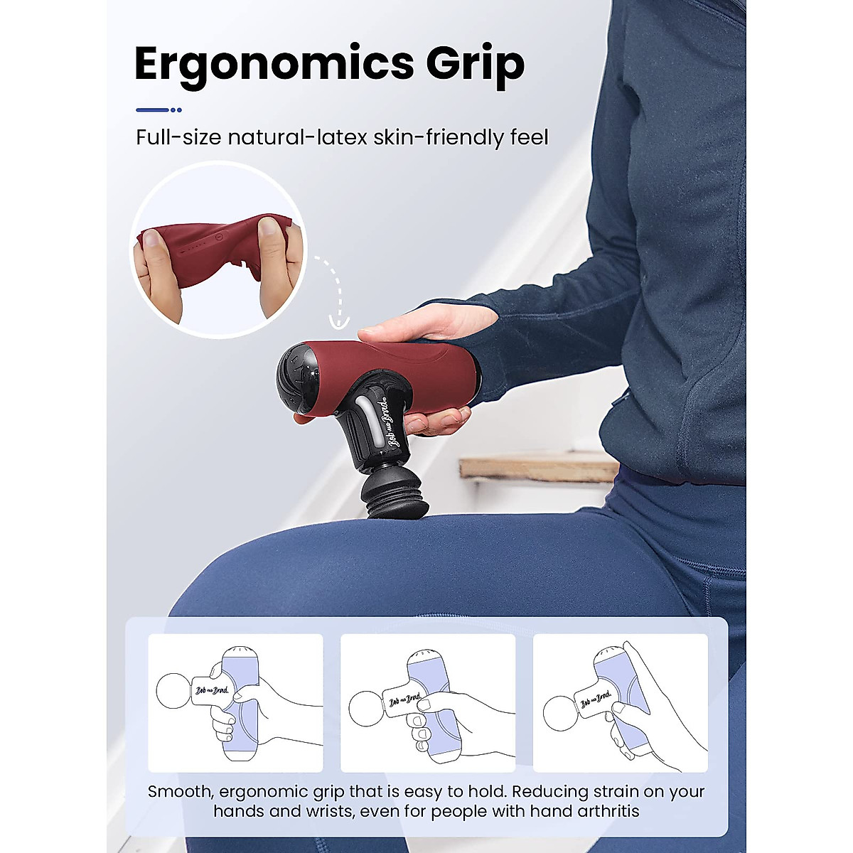 BOB AND BRAD Q2 Mini Massage Gun, Pocket-Sized Deep Tissue Massager Gun, Portable Percussion Muscle Massager Gun, Ultra Small & Quiet Muscle Massage Gun with Carry Case, FSA and HSA Eligible -Red