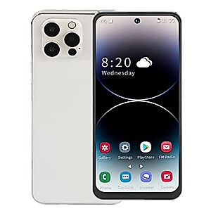 Unlocked Smartphones I14 Pro Max Android 12, 6.7inch HD Full Screen Gaming Phone Upgraded 4G Cell Phone 4GB RAM 128GB Face ID Fingerprint Unlocked Mobile Cellphones (White)(US Plug-White)