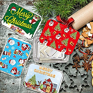 WorldBazaar Christmas Aluminum Food Containers with Lids Christmas Leftover Containers with Lids 36 PCS Disposable Santa Goodie Sacks Containers Christmas Winter Party Favors