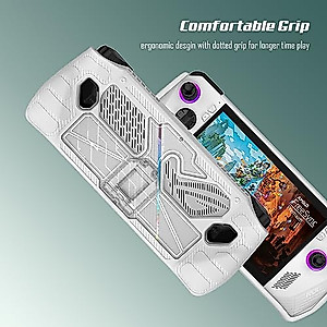 MES MERRY Kickstand Case for 2023 ASUS ROG Ally Handheld, ROG Ally 7 Accessories Protective Cover Grip with Stand (Clear White)