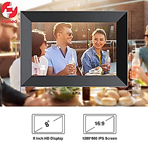 YunQiDeer 8 Inch Digital Photo Frame WiFi with1280*800 IPS LCD Touch Screen,Built-in 16GB Storage,Auto Rotate,Video Clips and Slide Show,Send Photos Instantly from Anywhere with via Frameo APP…