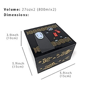 Studio Ghibli Jubako Japanese Traditional Bento Box - Spirited Away - Kaonashi (No Face) - Set of 27oz Japanese Lunch Box with Spoon/Chopsticks in a noise-free case (Konashi Jubako, Spoon)